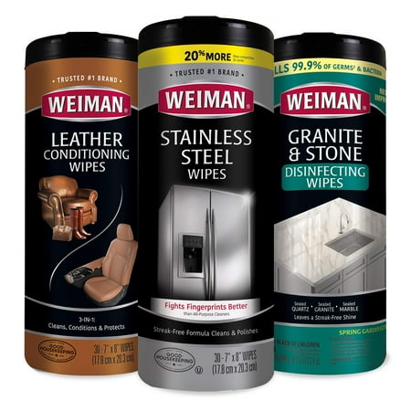 Weiman Wipes Variety [3 Pack] - Stainless Steel, Leather, and Granite ...