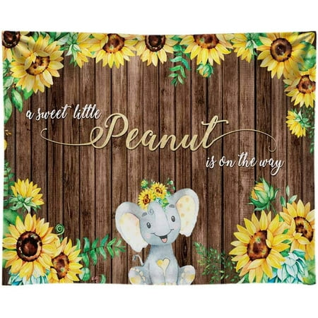 Elephant Sunflower Baby Shower Backdrop for Party a Sweet Little Peanut ...