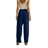 JWD Women's Wide Leg Pants with Pockets High Waist Casual Trousers Dark ...