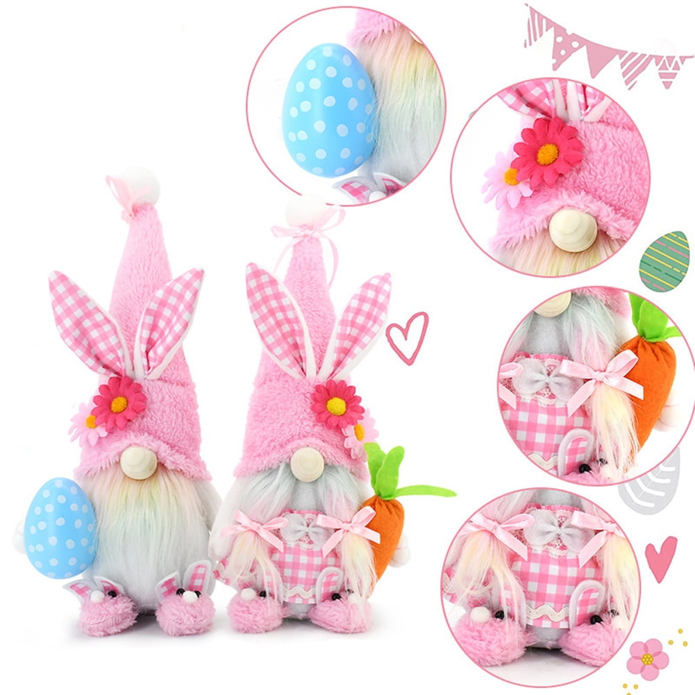 12" Easter Rabbit Gnomes Decorations Bunny Swedish Gnomes Plush ...