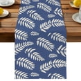 Beige Ferns Dining Table Runner, Marine Plants Fronds Floral Navy Blue ...