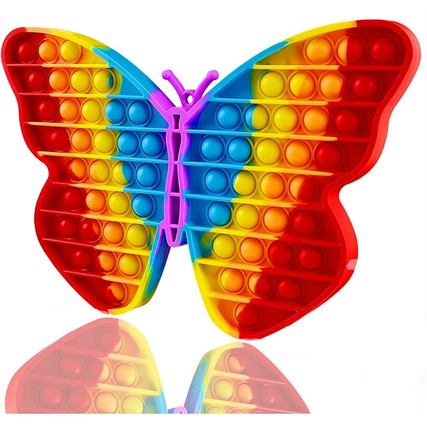HUOGUO Jumbo Big Butterfly Pop Fidget Toy It Rainbow Giant Popper ...