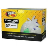 Ruffies 13 Gallon Clear Trash Bags, Tall Kitchen Recycling, 120 Count ...
