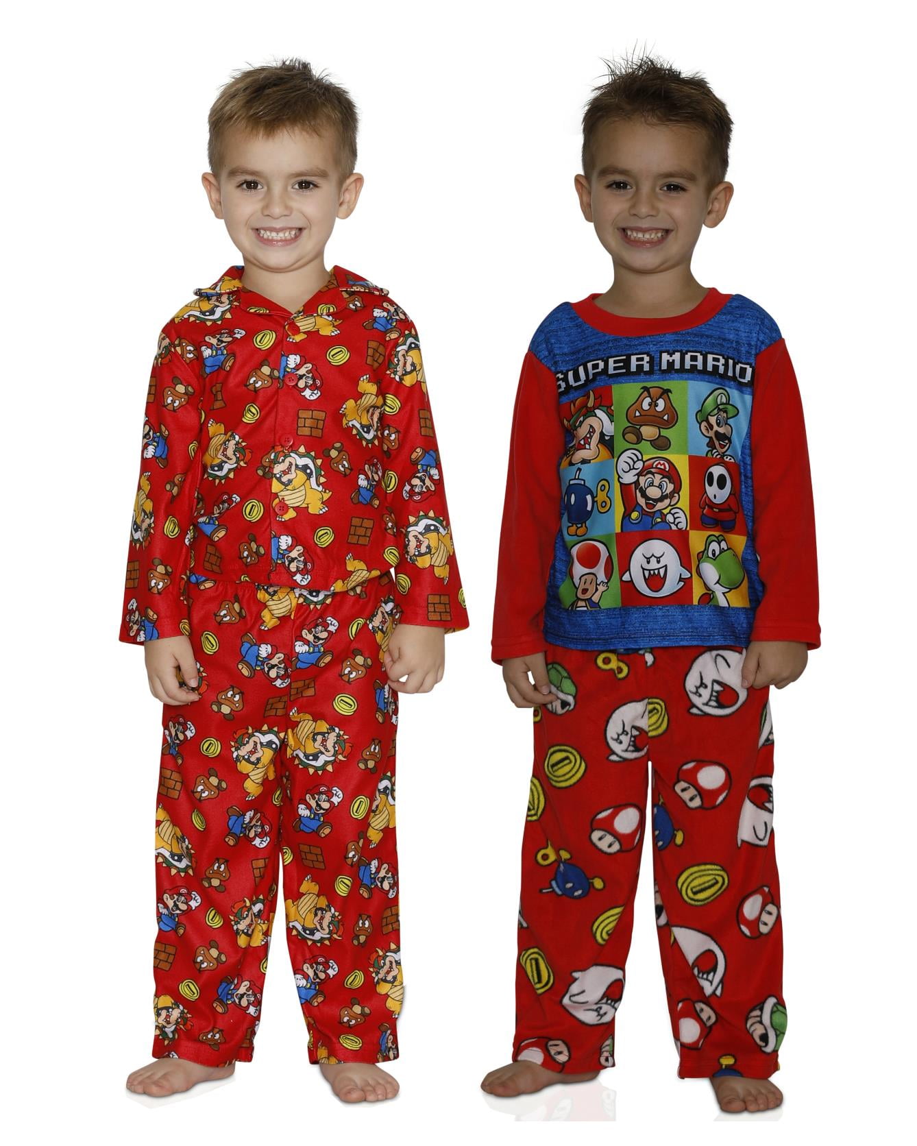 Super Mario Brothers Boys' Little Nintendo 4-Piece Fleece Pajama Set ...