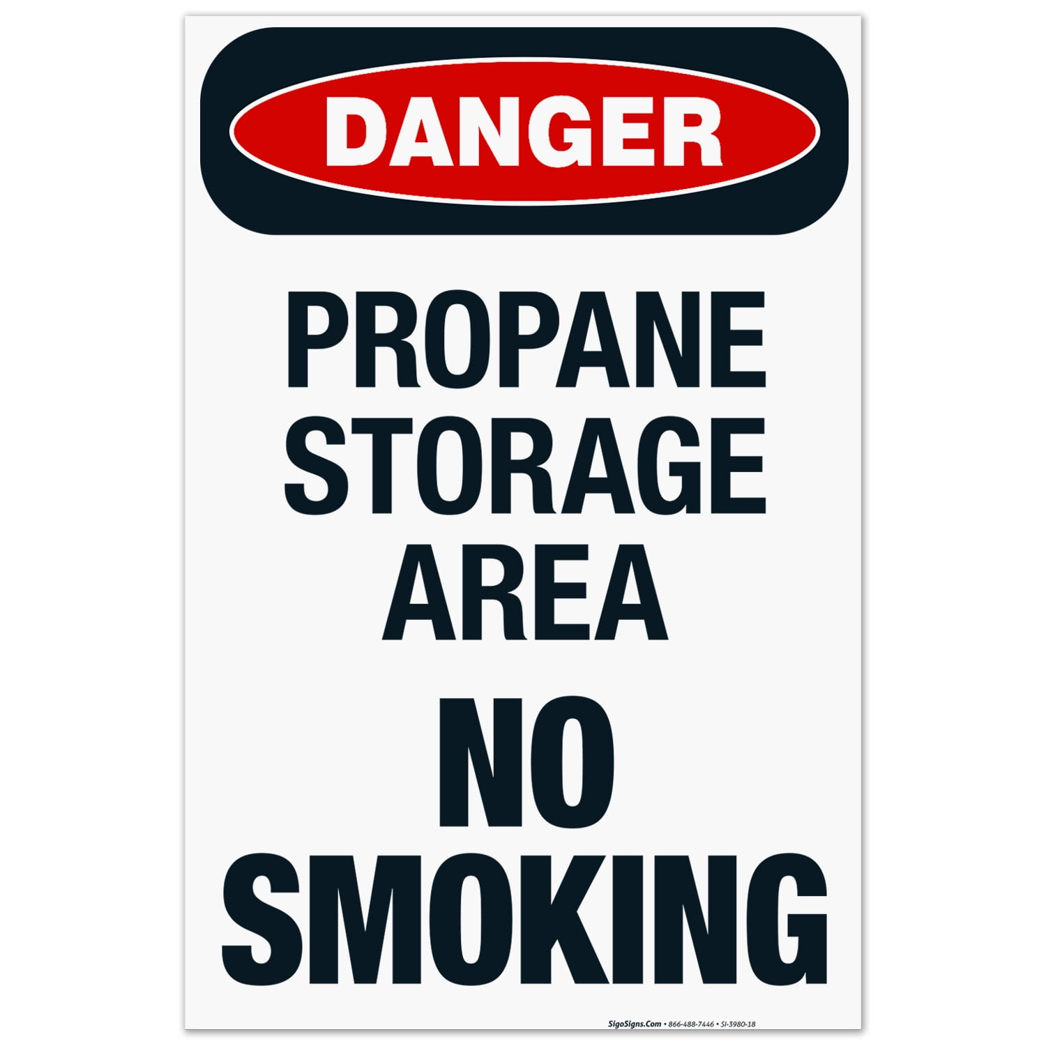 Propane Storage Area No Smoking Sign, OSHA Danger Sign, 24x36 ...