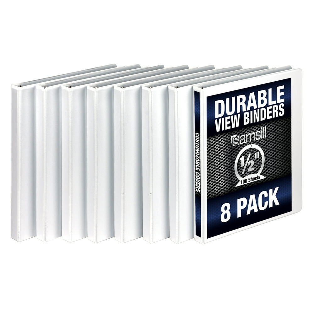 Samsill Durable .5" Round Ring Binder, White, Customizable, 8 Pack ...