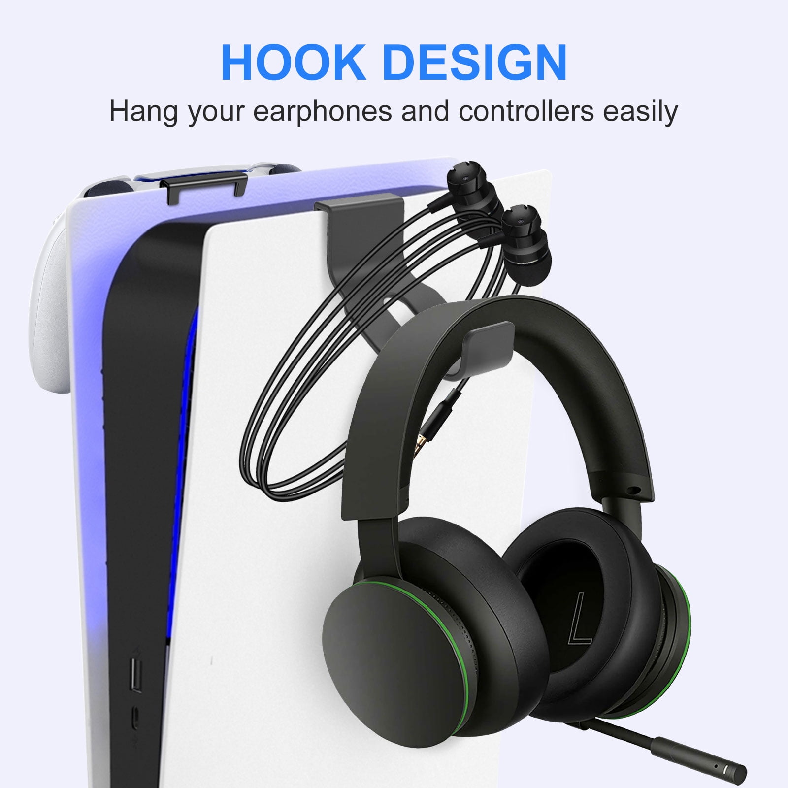 Buy PS5 Headset Stand, TSV 2 Pcs Gamepad Controller Headphone Hanger ...