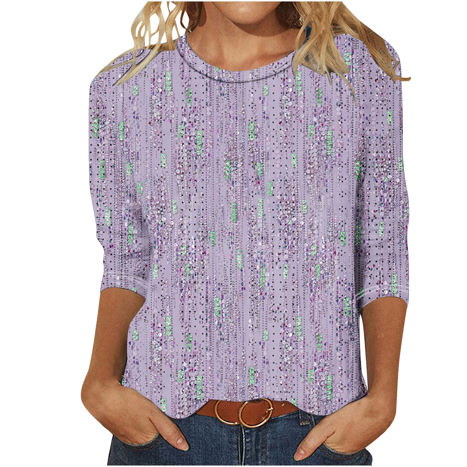 Click here for Kihout New Arrivals Womens Casual 3/4 Sleeve T-Shi... prices