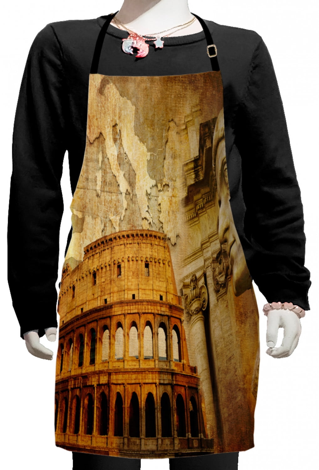 Retro Kids Apron, Roman Empire Concept Famous Columns Sculptress ...