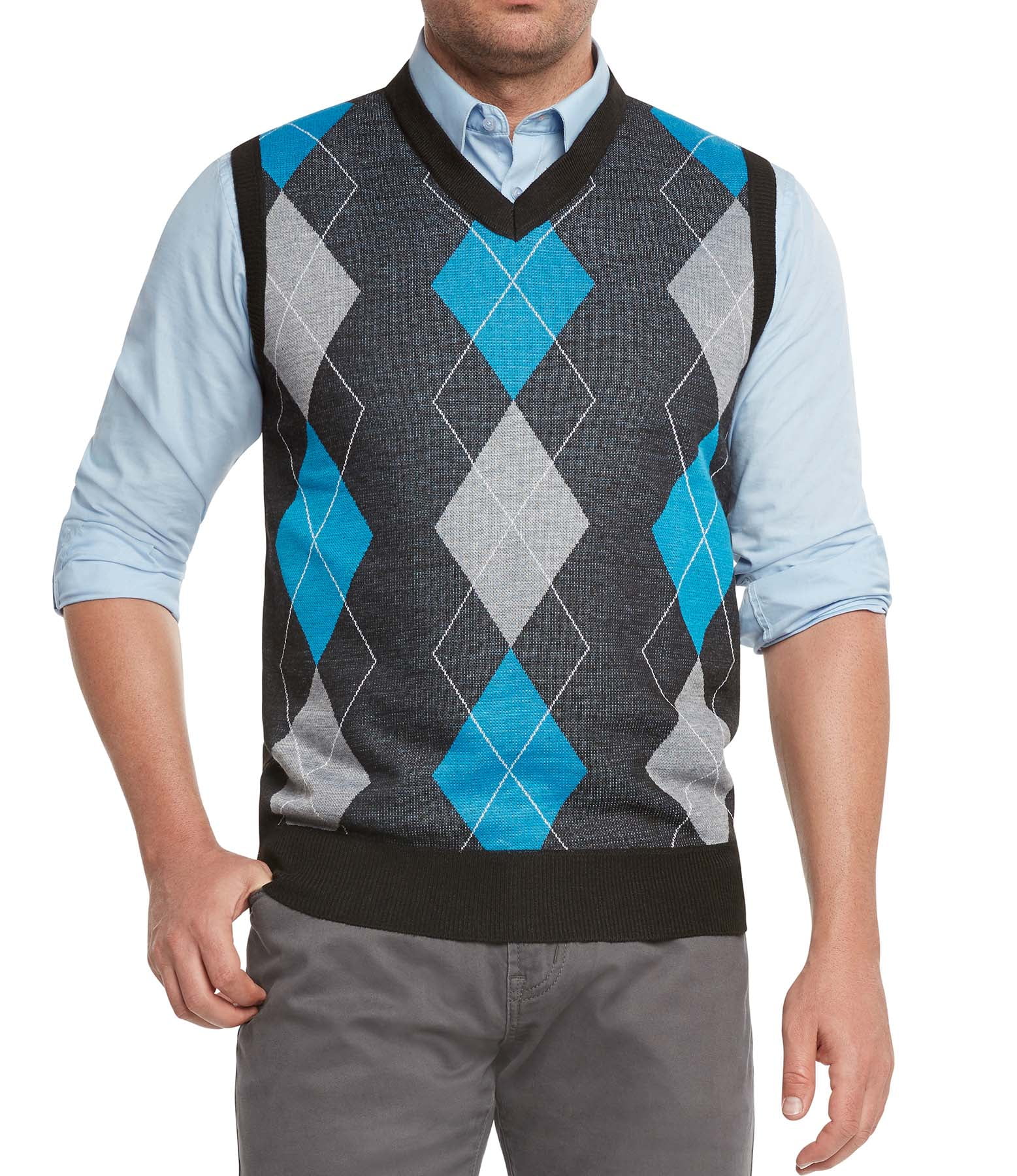 True Rock Men's Athletic Cut Argyle V-Neck Sweater Vest - Walmart.com
