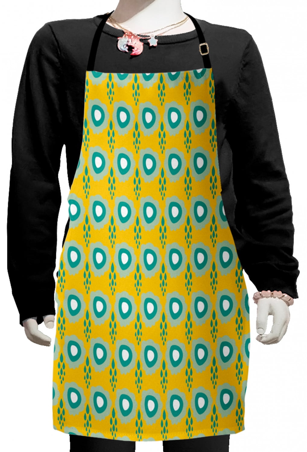 Abstract Kids Apron, Trippy Oval Geometric Forms with Grunge Lines ...