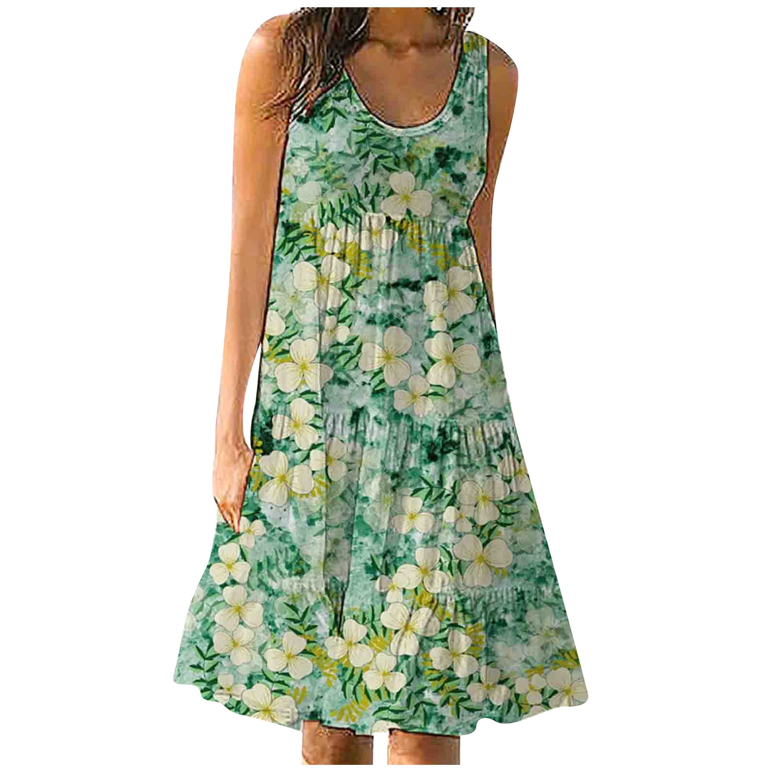 Dyegold Sundresses for Women Casual Beach - Flowy Dresses for Women U ...