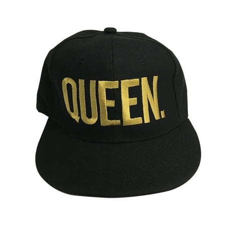 Queen Gold Letters Black Baseball Cap Queen Couples Hats KING. QUEEN ...
