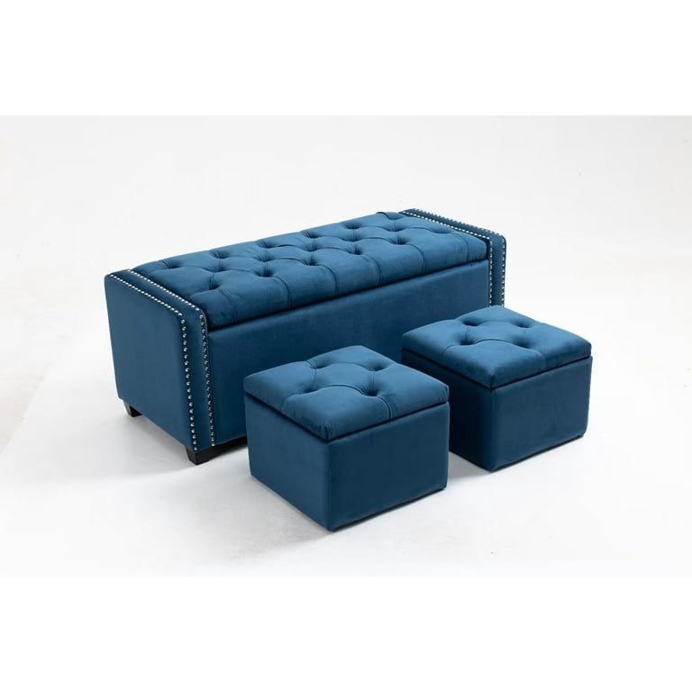 Noble House Mission Dark Teal Storage Ottoman Bench 11026, 48% OFF