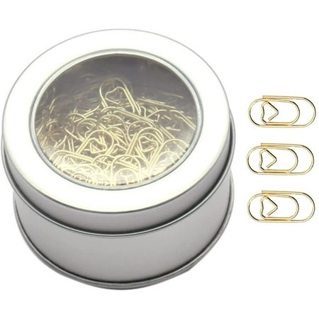 200pcs Small Gold Paper Clips Cute Heart Paperclips Smooth Stainless ...