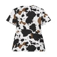 Binienty Cow Print Pattern Healthcare Uniform for Women Stretchy V Neck ...