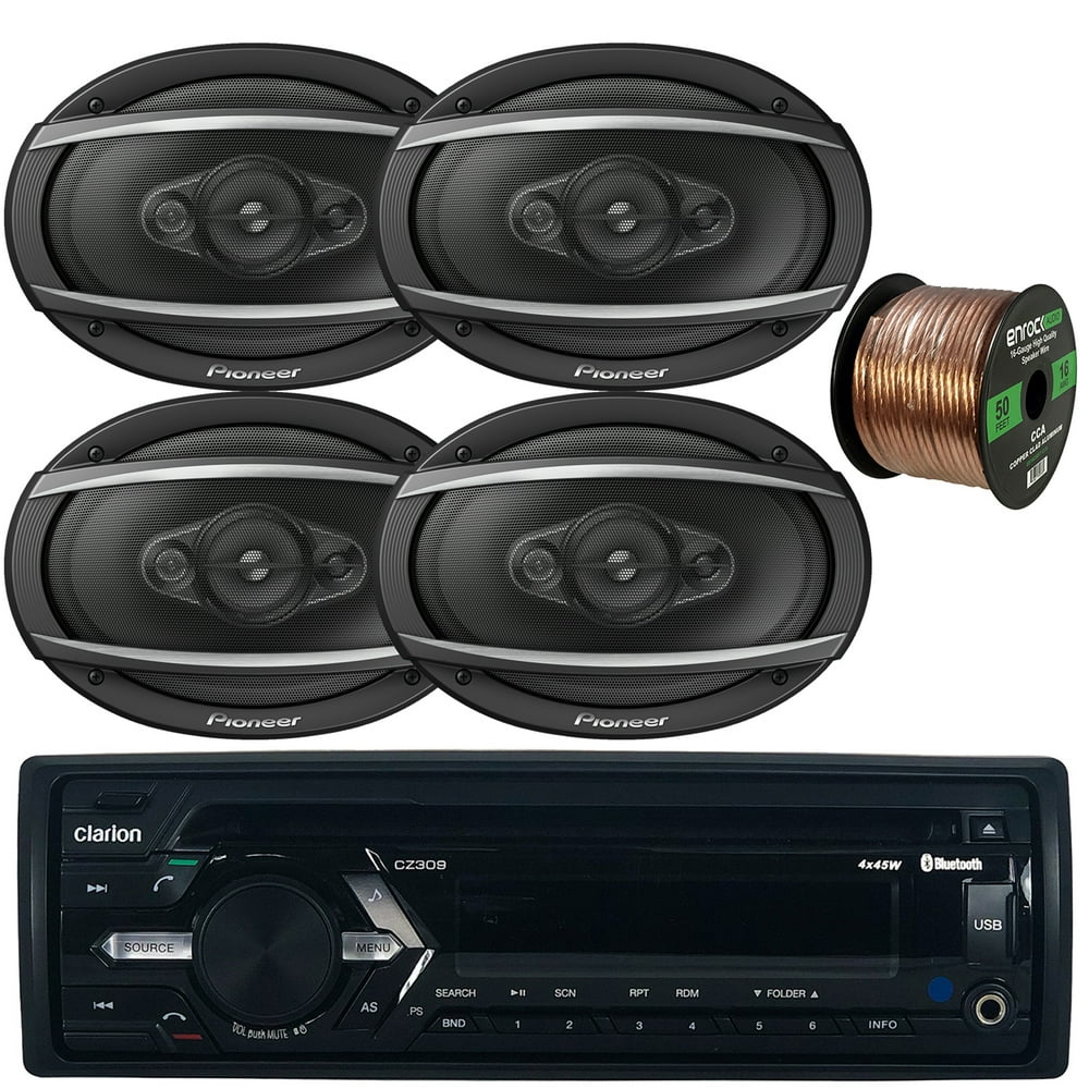 Clarion CZ309 Single DIN AM/FM Radio Stereo USB AUX CD Player Car Audio ...