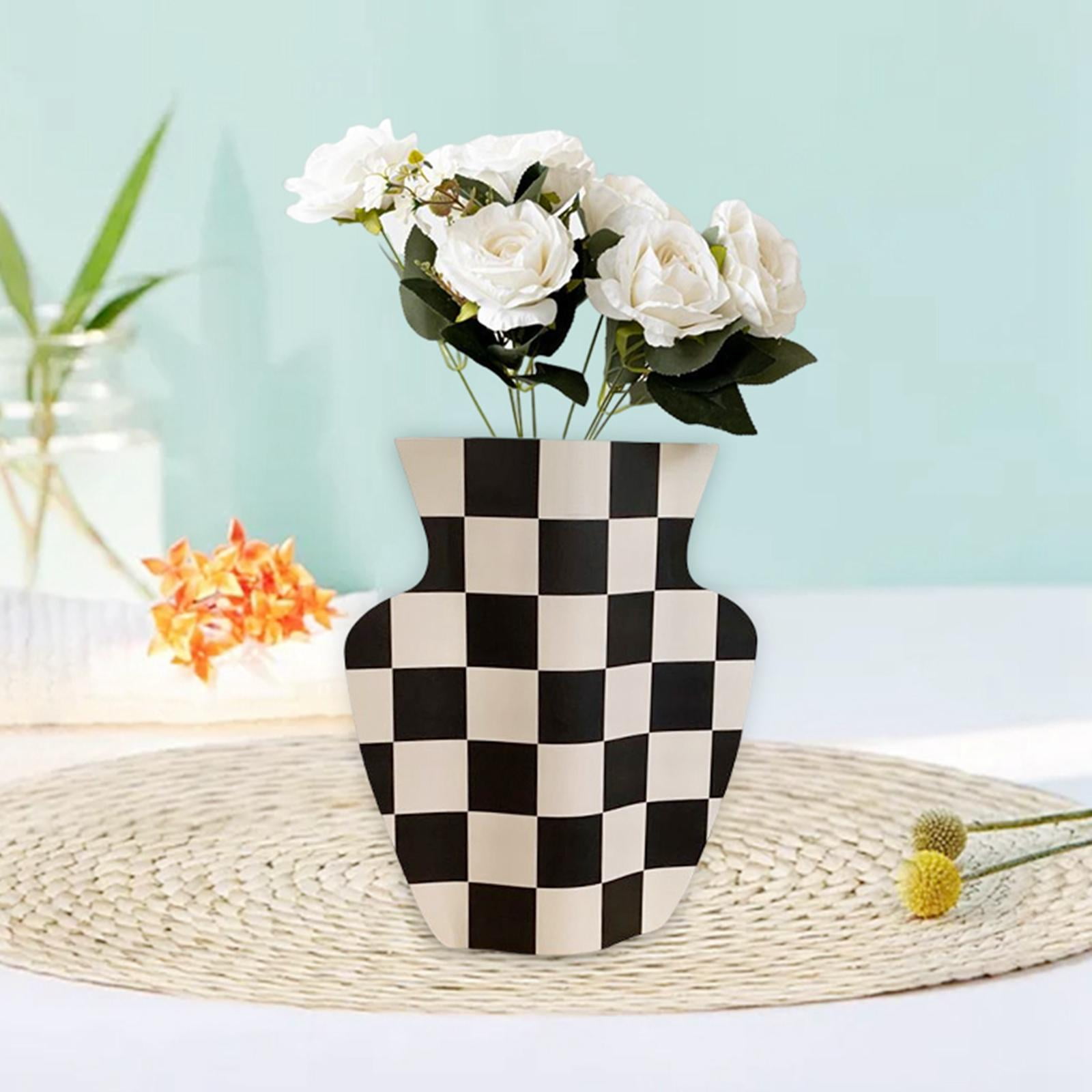 Creative Checkerboard Vase, Simple Pot Decorative Lattice Collectable ...