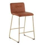 Casper Fixed-Height Contemporary Counter Stool In Gold Metal And Camel Faux Leather - Set Of 2 ...