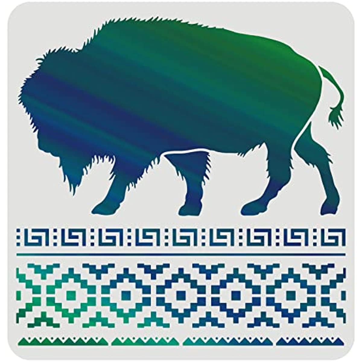 Layered Buffalo Stencils Template Plastic Aztec Buffalo Drawing ...