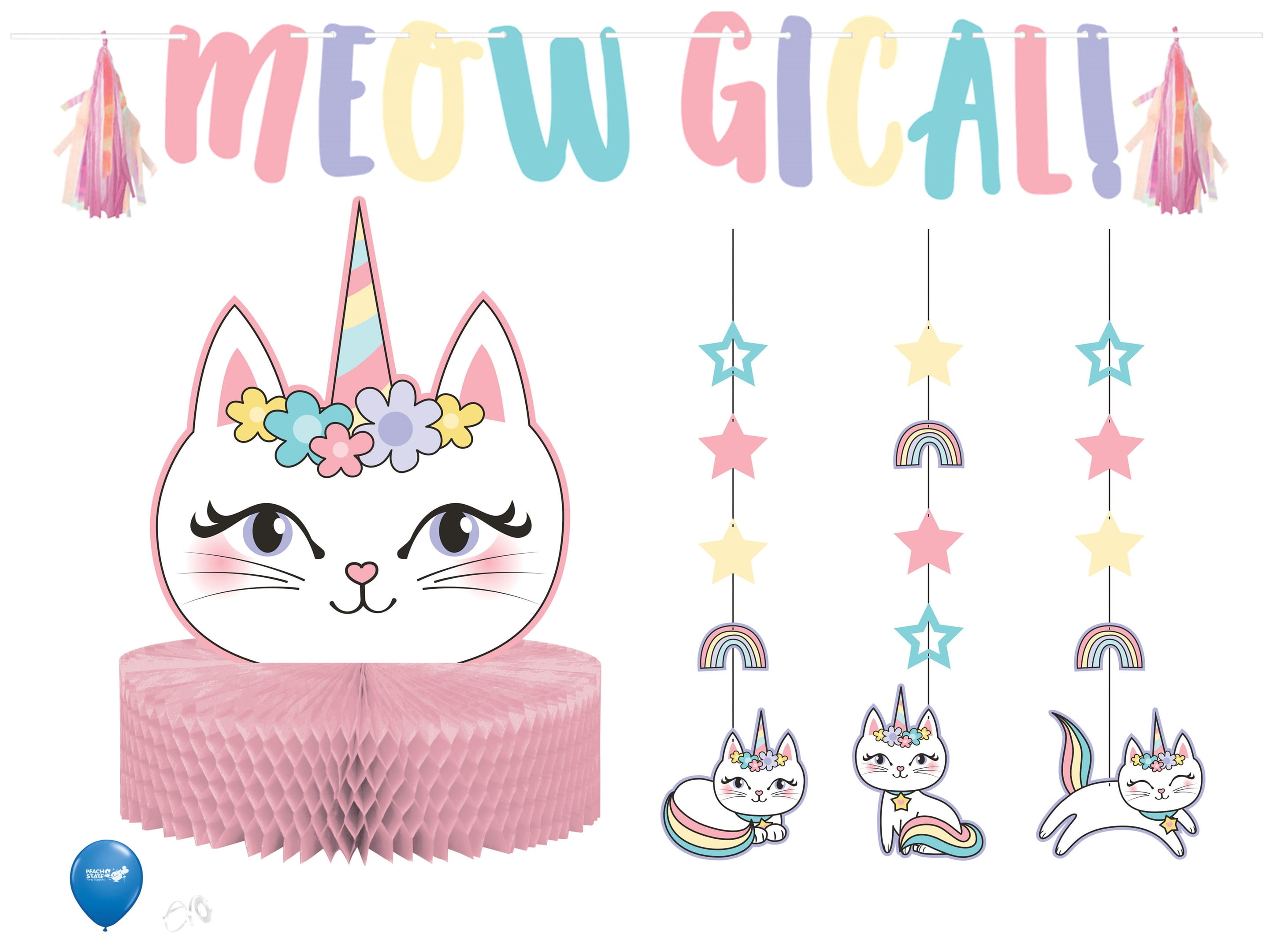 Kitty Cat Sassy Caticorn Birthday Party Supplies | Caticorn Decorations ...