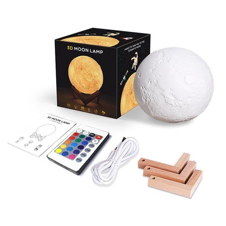 Unilife Rechargeable 3D Print Moon Lamp 18CM Touch Switch Bedroom ...