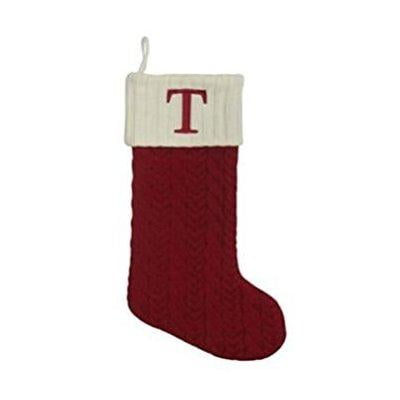st. nicholas square 21-in knit monogram christmas stocking, letter t ...