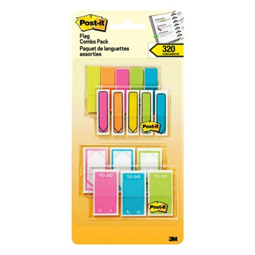 Post-it Flags Assorted Colors, 4 On-The-Go Dispensers/Pack, 320 flags ...