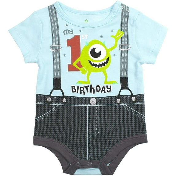 Disney Baby Boy's 1st Birthday Creeper: Mickey, Donald, Goofy, Monsters ...