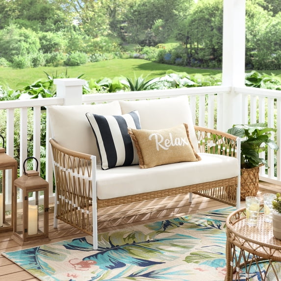 Open Box Better Homes & Gardens Lilah Outdoor Wicker Loveseat with ...
