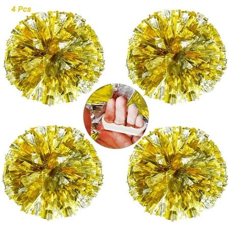 XISOBO 4 Packs Cheerleading Pom Poms with Finger-Friendly Ring, Bright ...
