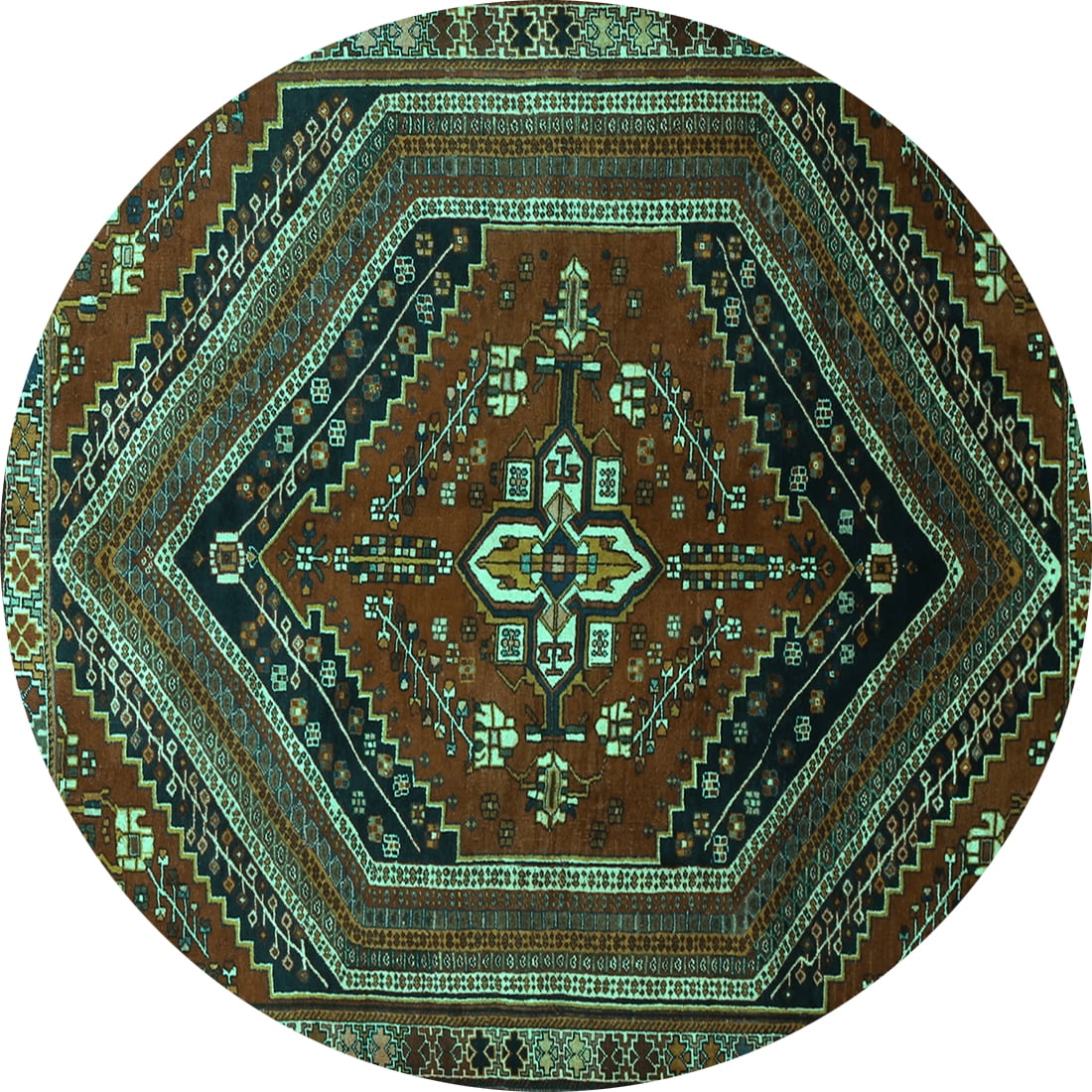 Ahgly Company Indoor Round Persian Turquoise Blue Traditional Area Rugs ...