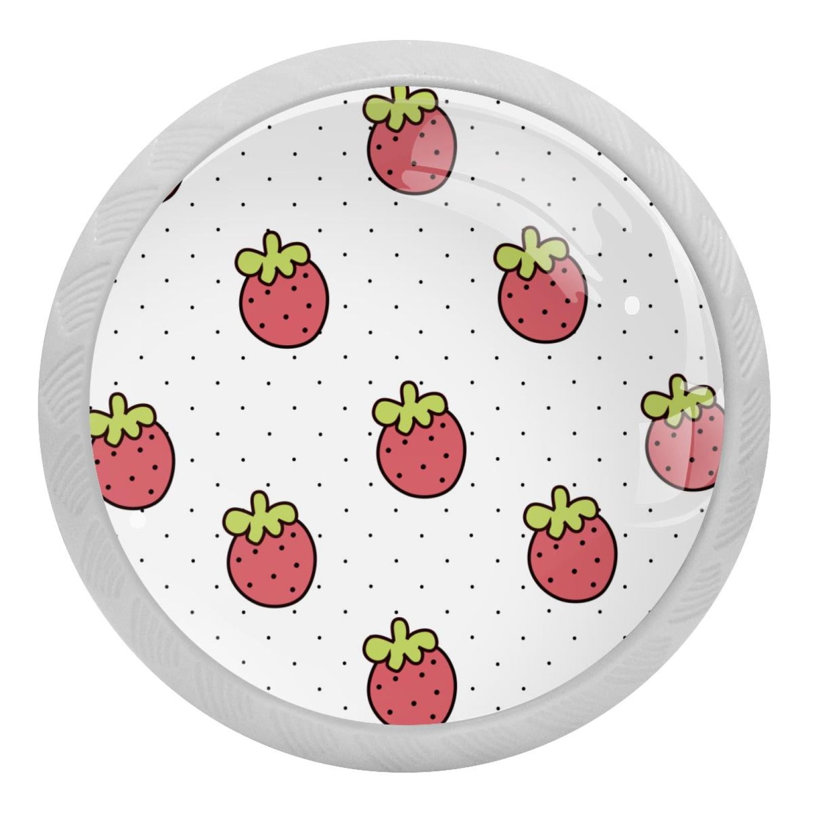 4PCS Round Strawberry Cabinet Fluorescence Knob Glowing in the Dark ...