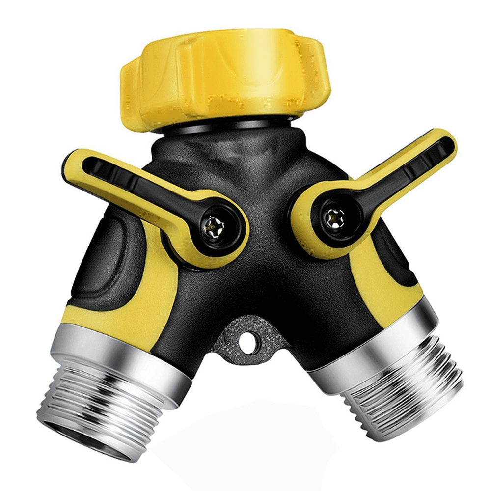 2 Way Y Hose Connector, Garden Faucet Splitter Metal Body - Walmart.com