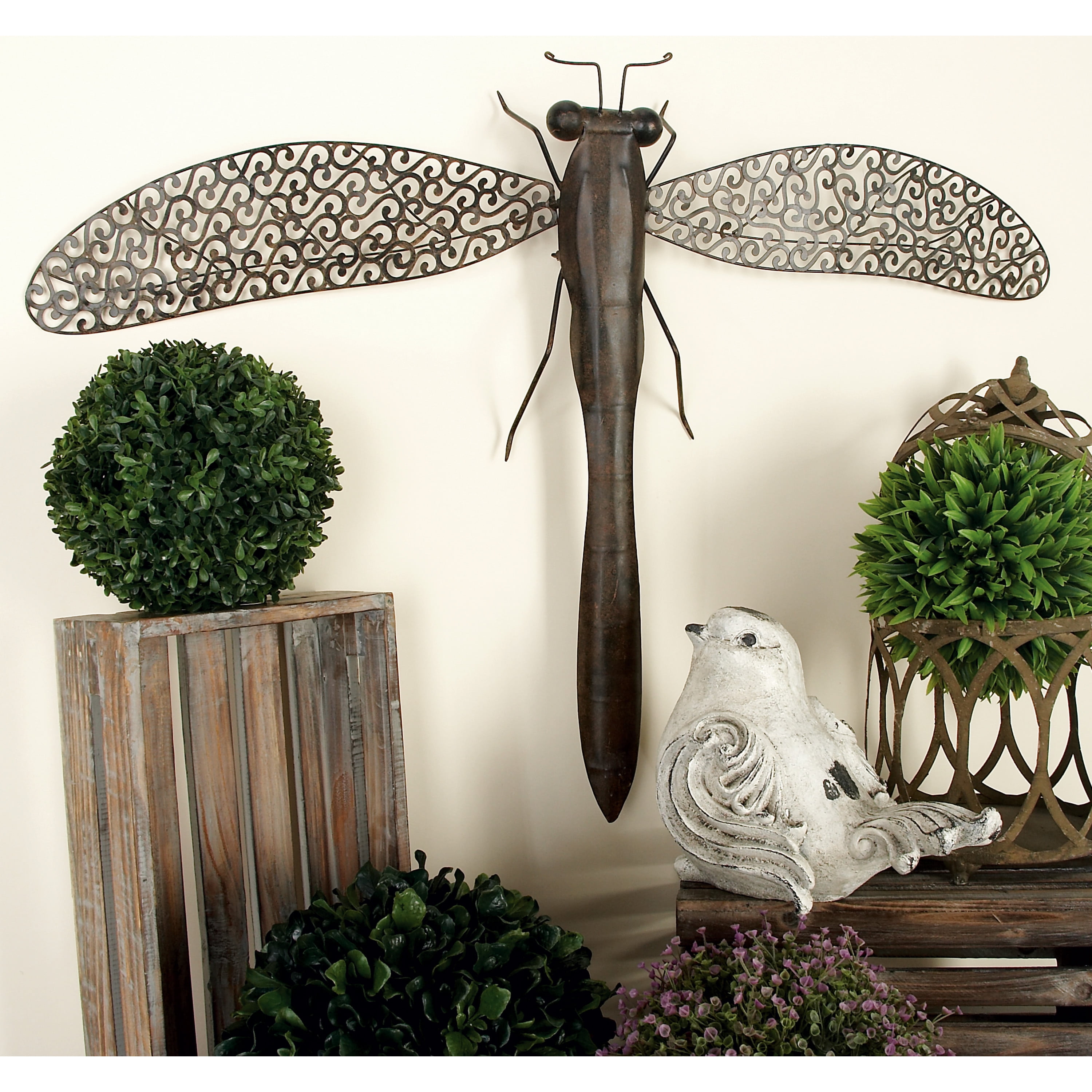 DecMode Rustic Metal Dragon Fly with Filligree Scroll Wing Pattern with ...