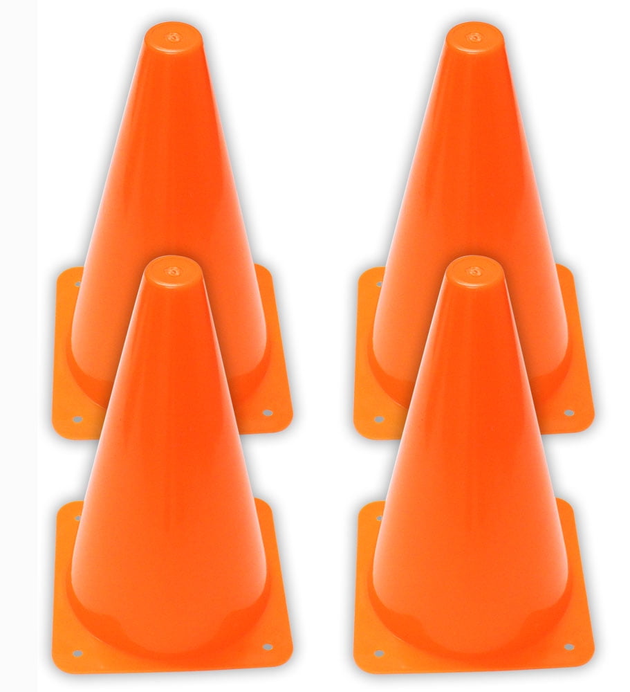 ToolUSA 4 Piece Set of 9 Inch Orange Slalom Cones - ST9P-4 - Walmart.com
