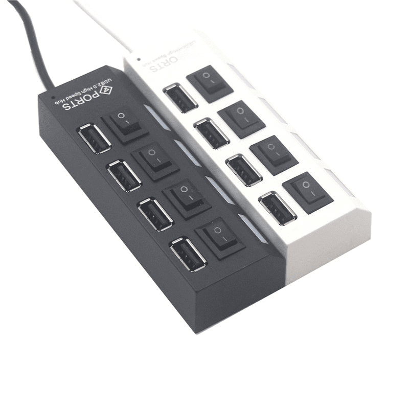 HUB USB 2.4 en blanco y negro con cuatro luces y HUB independiente ...