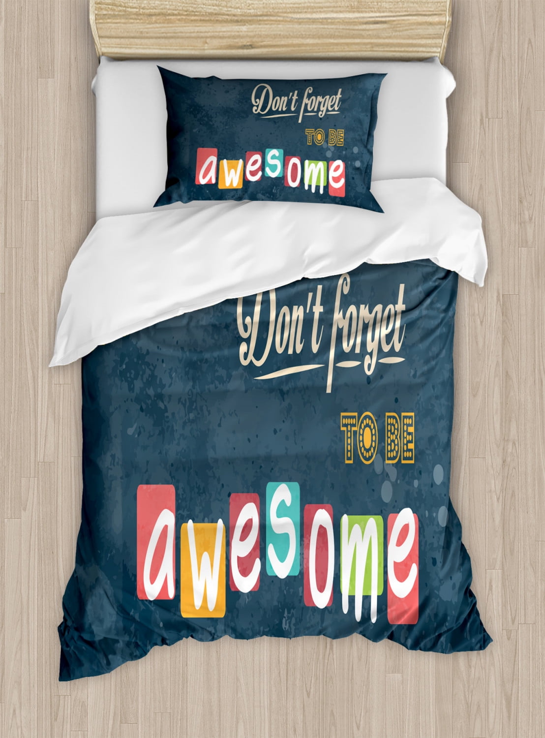 Motivational Twin Size Duvet Cover Set, Inspirational Being Awesome ...