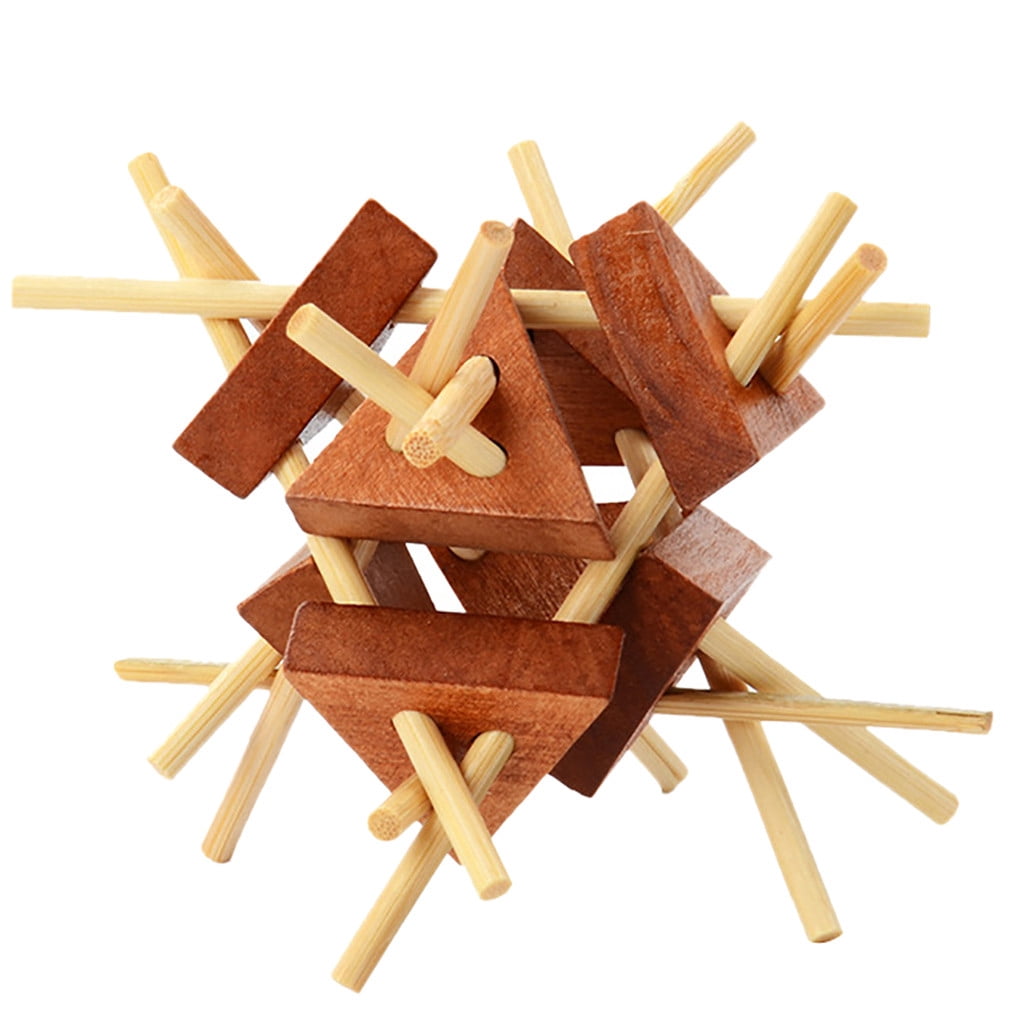 Snorda Wooden Kongming Lock Brain Teaser Puzzle Children Adults
