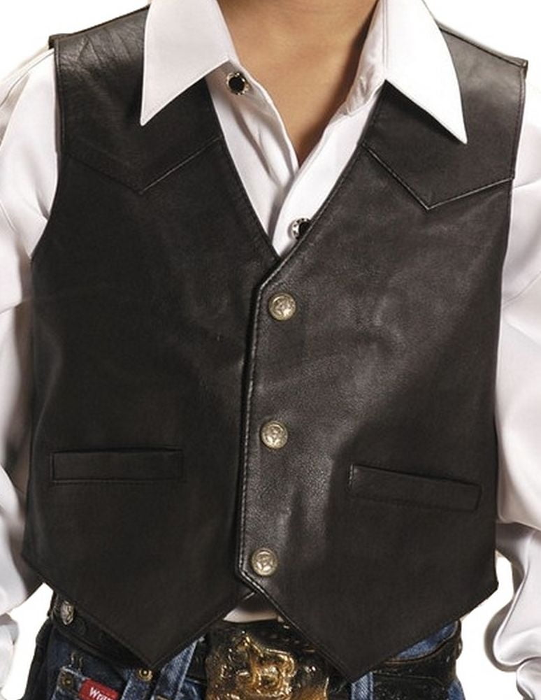 Roper - Roper Western Vest Boys Kids Leather Brown 02-094-0520-0501 BR ...