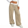 Fabrcox Plaid Wide Leg Pants Woman Color Block Baggy Women Lounge Pants ...