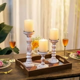 "Hanobe Rustic Wooden Candle Holders Set, Country Style for Pillar ...