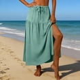 Hesxuno Women's Tiered Maxi Skirt Drawstring Elastic Waist Flowy Skirts ...