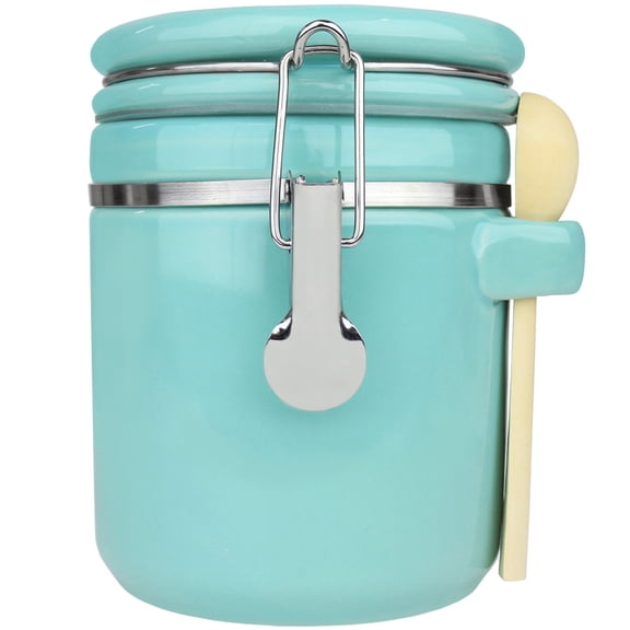 Blue Donuts Ceramic Airtight Food Storage Canister with Wooden Spoon ...