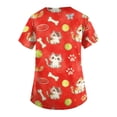 AHMOMEI Stretchy Cartoon Animal Print Scrubs Top V Neck Short Sleeve ...