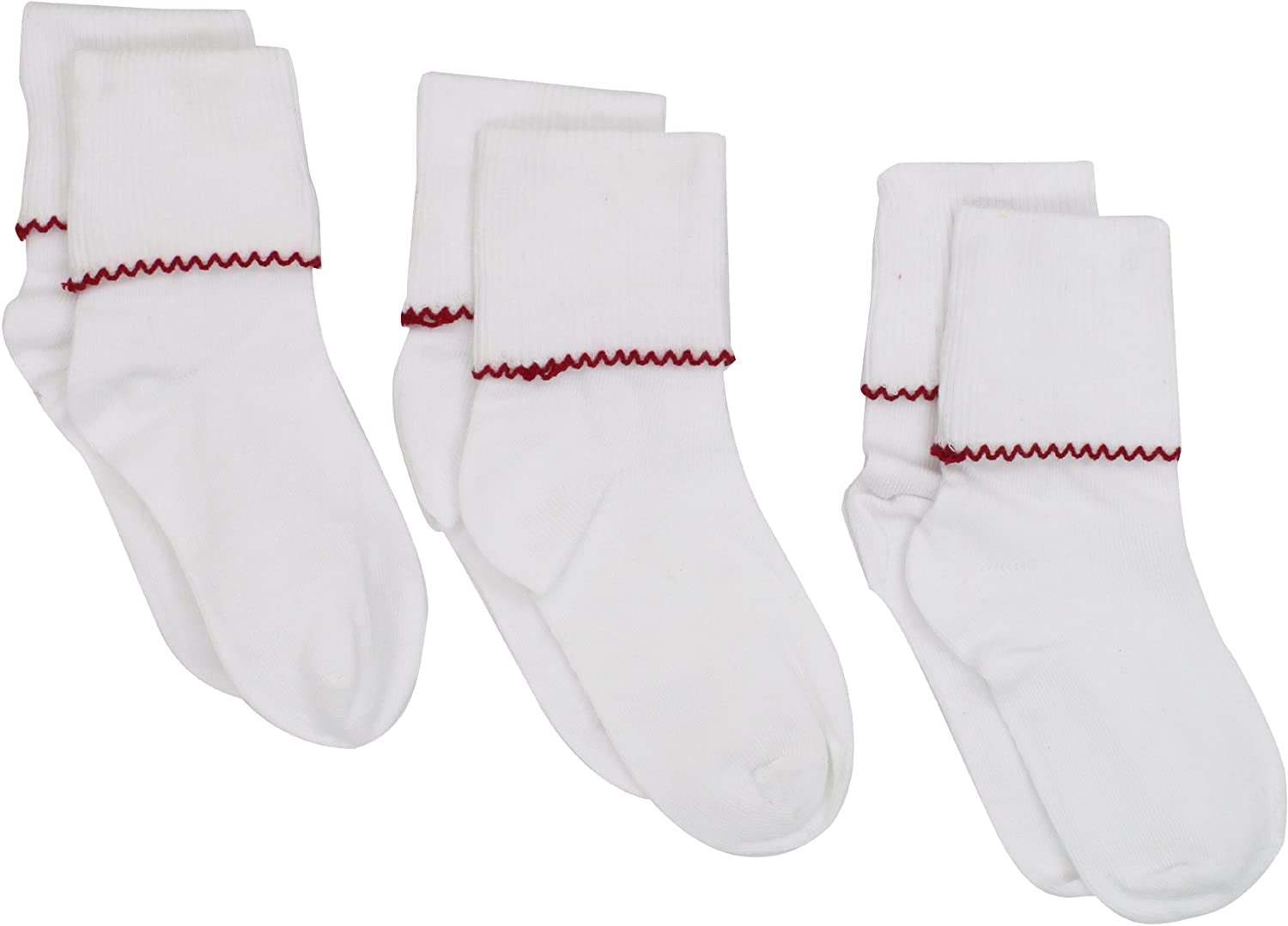 Jefferies Socks Girls Socks, 3 Pack White Cotton Cute Novelty Trim Turn ...