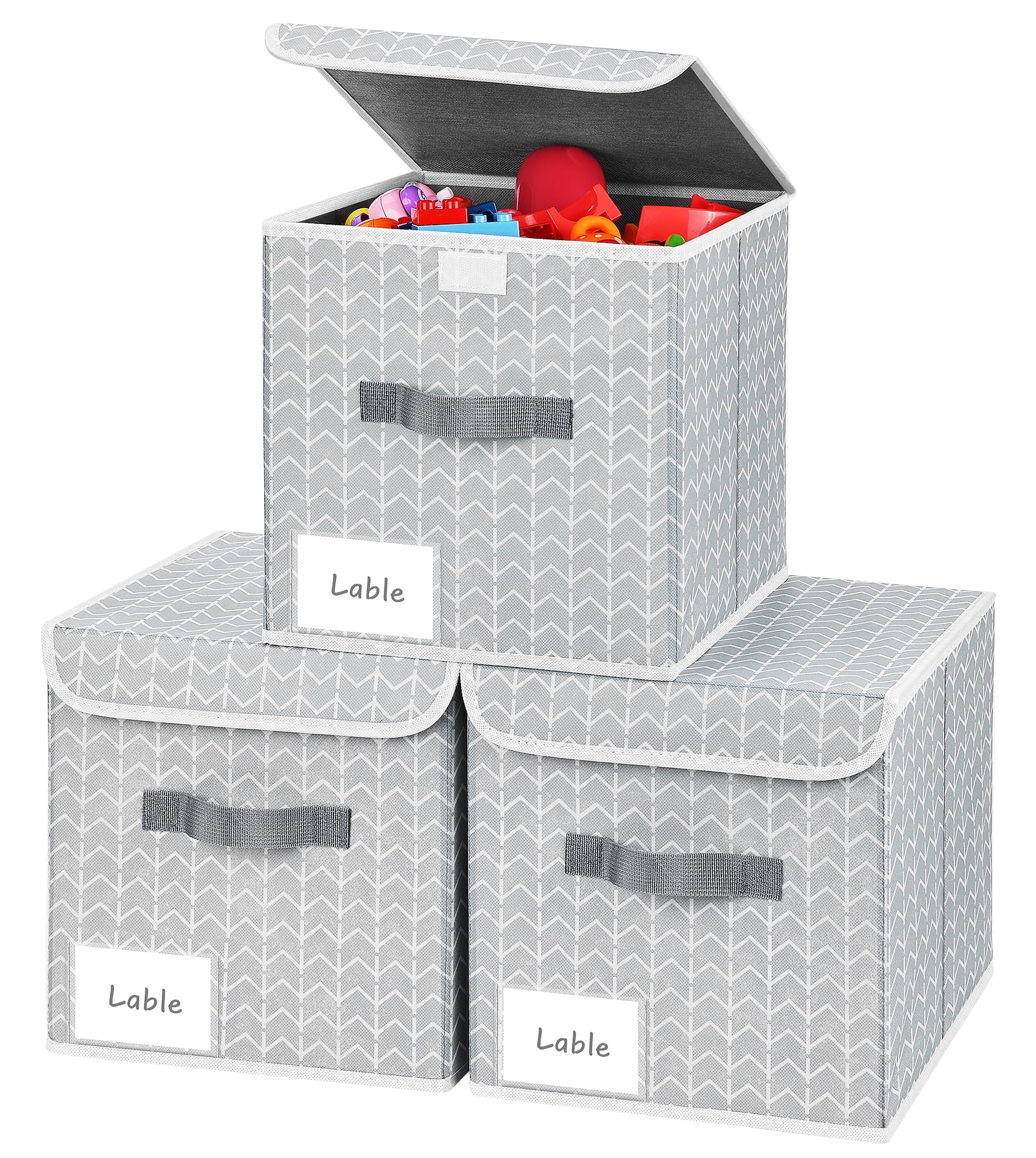 Homsorout 3 Pack Storage Boxes with Lids Foldable Storage Cubes for ...