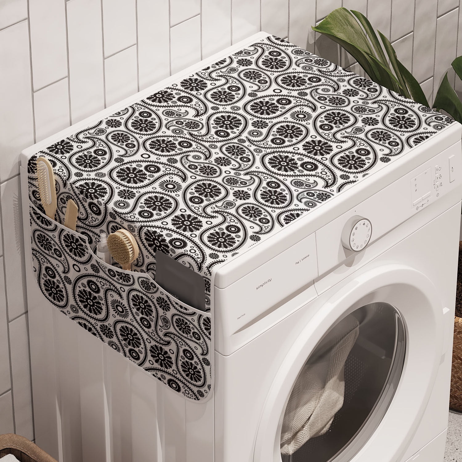Paisley Washing Machine Organizer, Sixties Themed Design with Floral ...