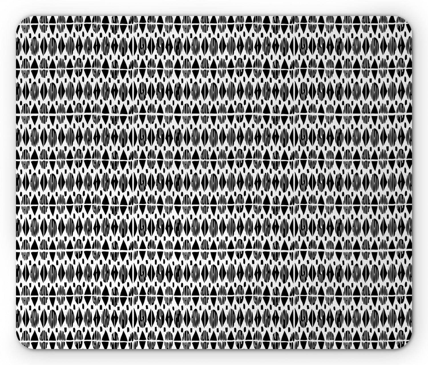 Black and White Mouse Pad, Horizontal Borders with Motifs Monochrome ...