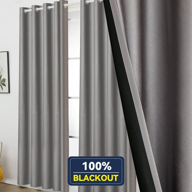 Embossed 100% Blackout Curtains Thermal Insulated for Bedroom Living ...
